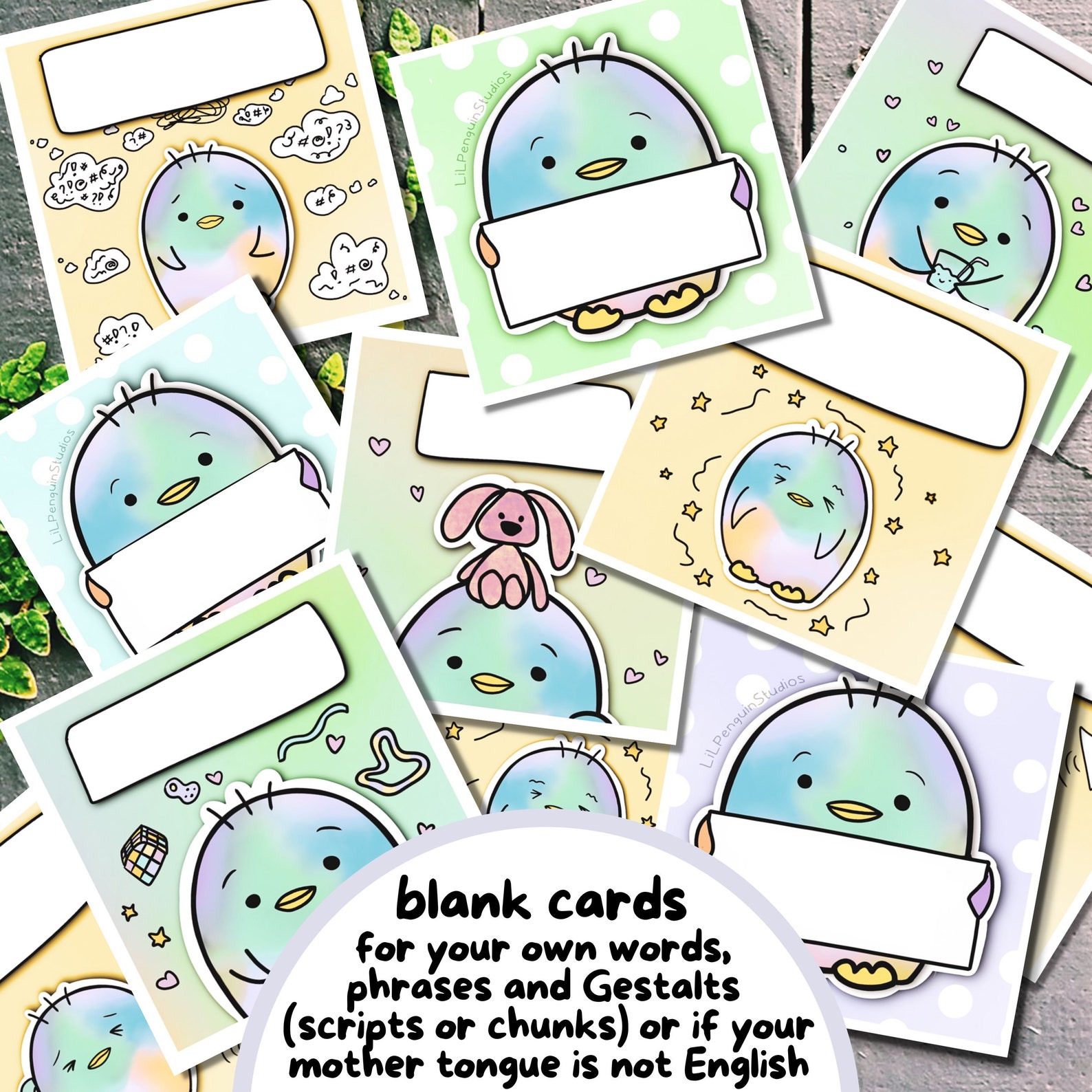 Communication Cards, Digital Penguin Themed Nonverbal Card, Cute Adult ...