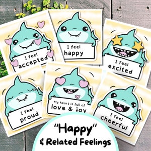 Shark Autism Mood Cards, Printable Communication Cards, Autism Lanyard ...