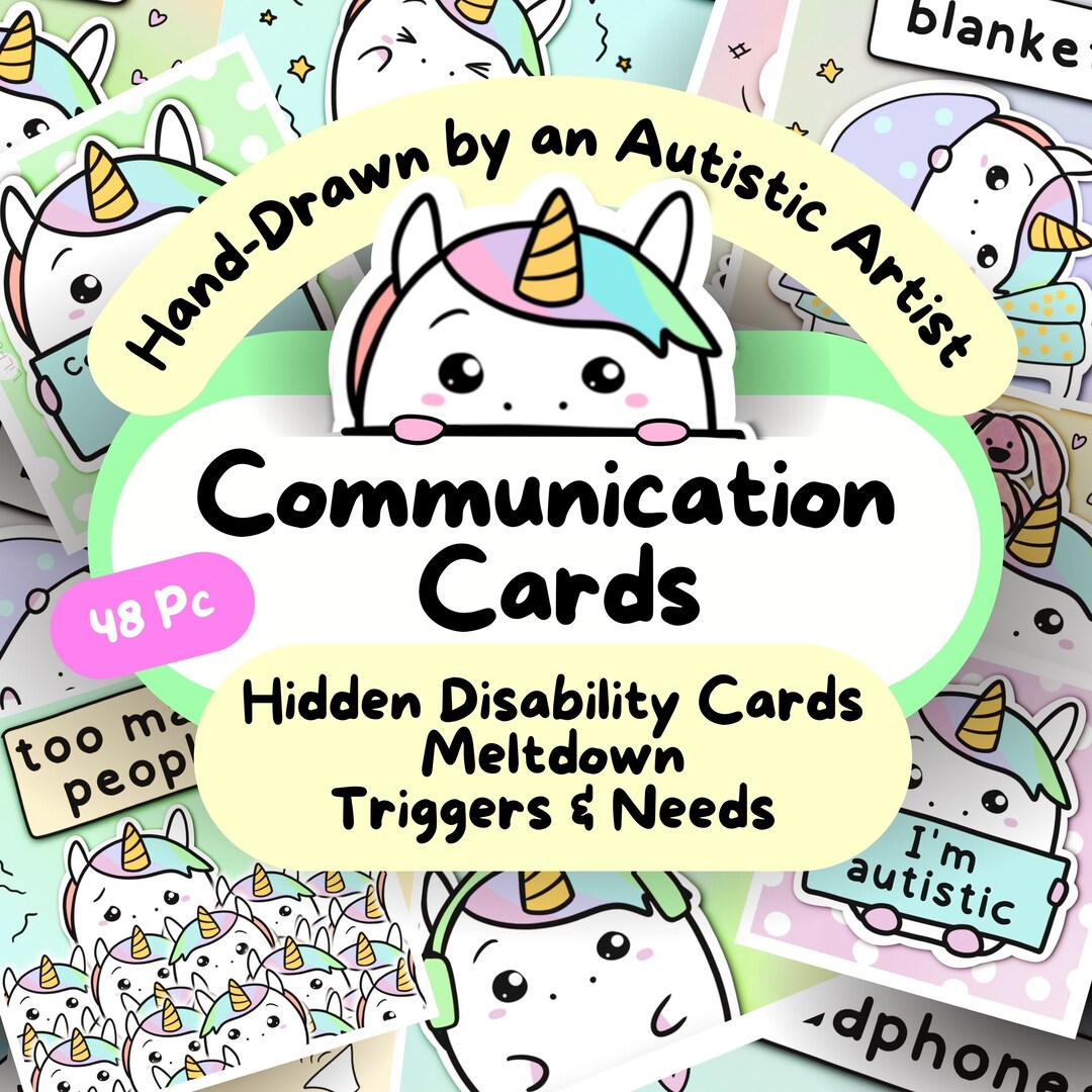 Unicorn Autism Lanyard Cards, AAC Communication Items, Hidden ...