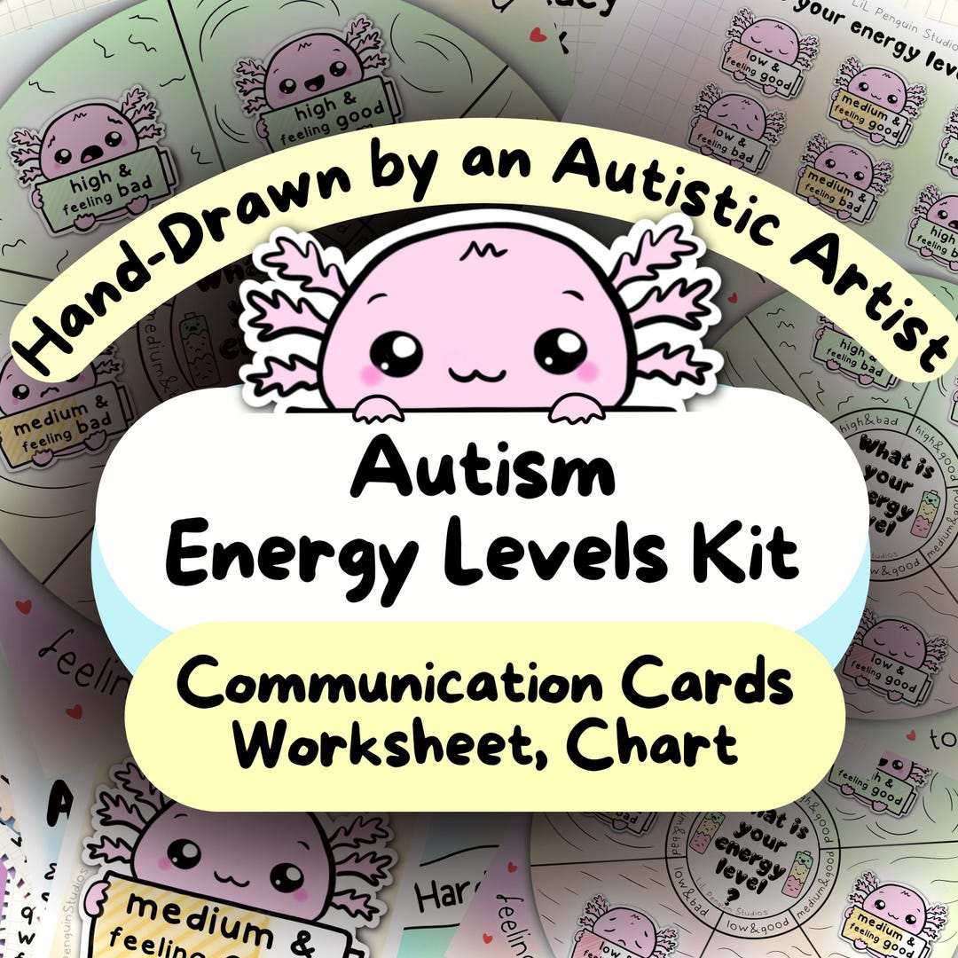 Axolotl Printable Autism Energy Level Kit: Customizable Communication ...