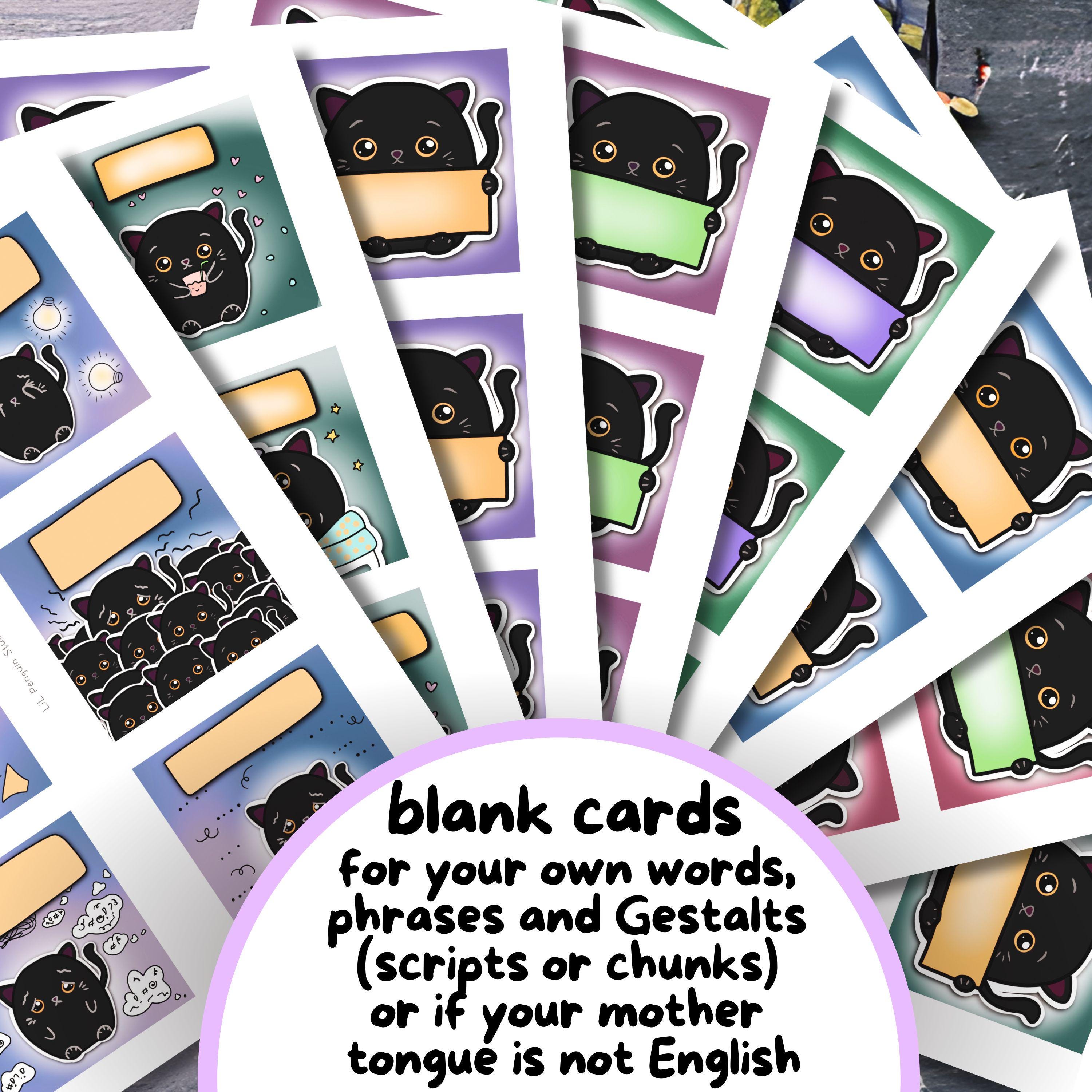 Black Cat-themed Communication Cards, Halloween Printable Nonverbal ...