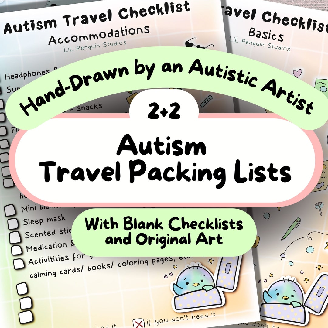 4-pc Autism Travel Packing List, Autistic Accommodations Travel ...