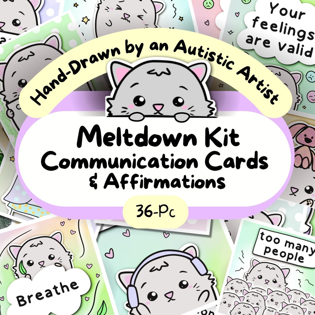 Meltdown Bundle, Cute Cat Communication Card, Affirmation, Non Speaking ...