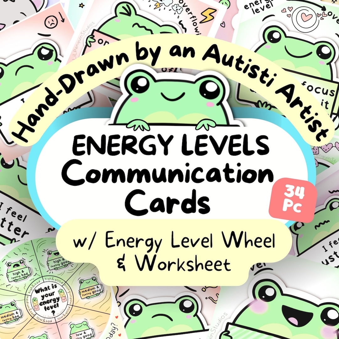 Frog Autism ENERGY LEVELS Communication Cards, Cute Adult Non Verbal ...