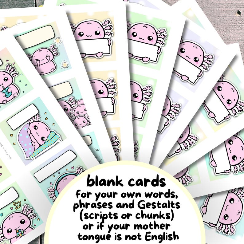 Axolotl Printable Autism and ADHD Communication Cards for Lanyard ...