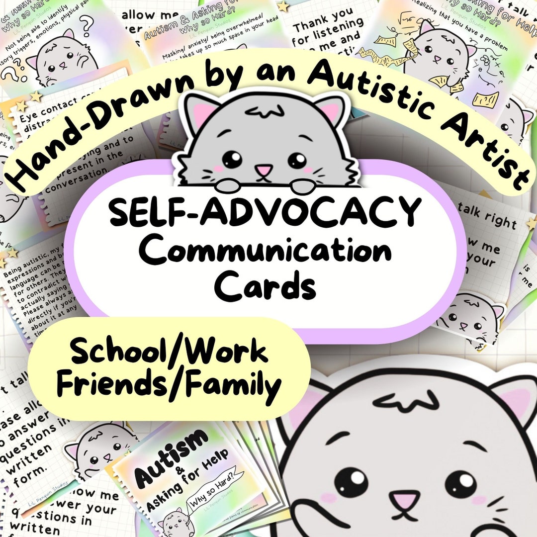 Autism Self-advocacy Communication Cards, Adult Nonverbal Tool ...