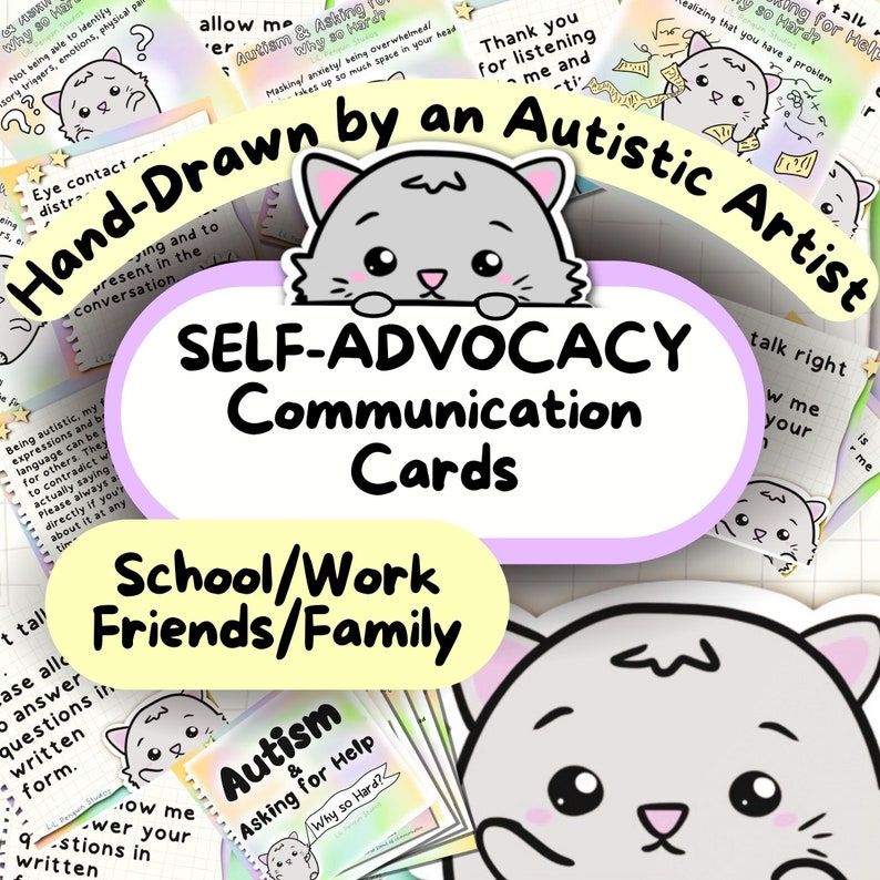 Autistic Adult Self-advocacy Communication Card, Cat Autism Printable ...