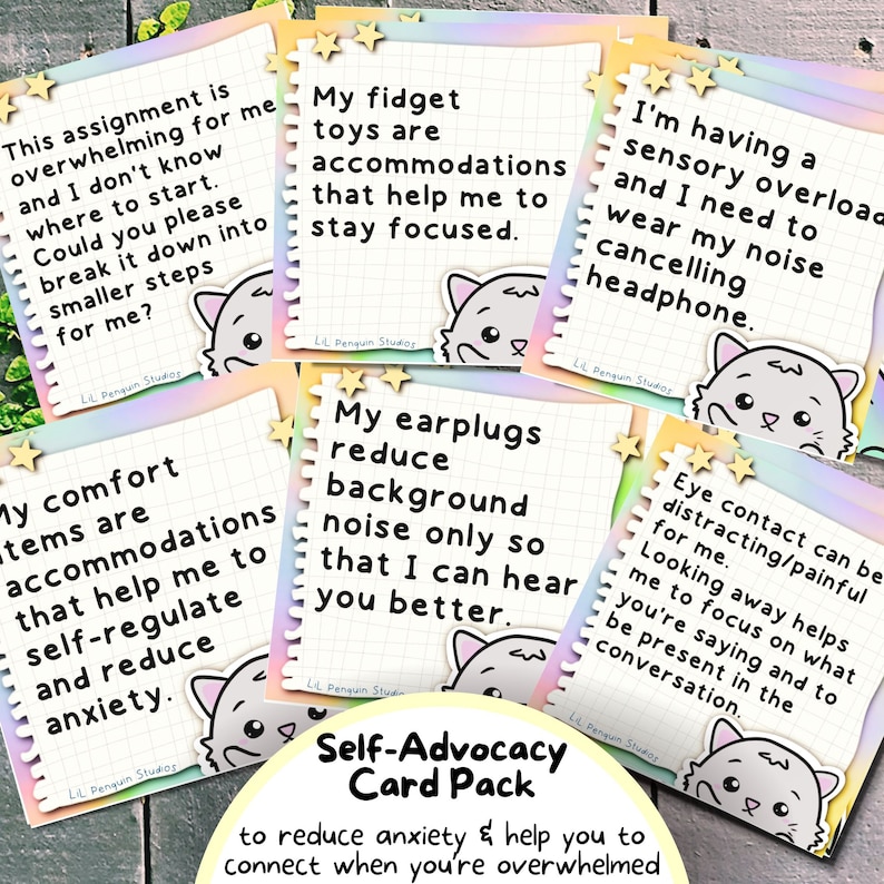 Autistic Adult Self-advocacy Communication Card, Cat Autism Printable ...