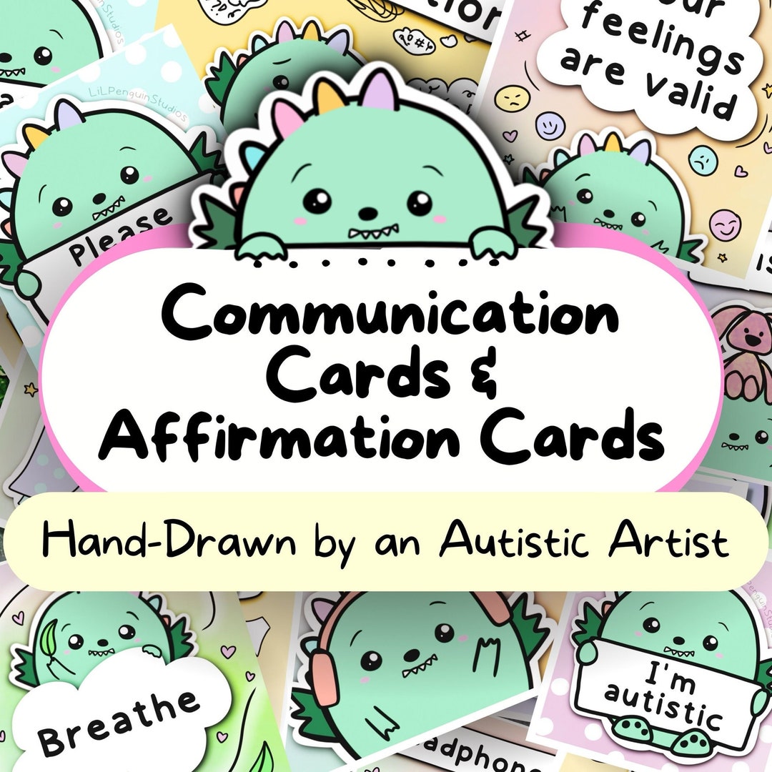 108 Dinosaur Communication Cards & Affirmations, Autism Bundle, Hidden ...