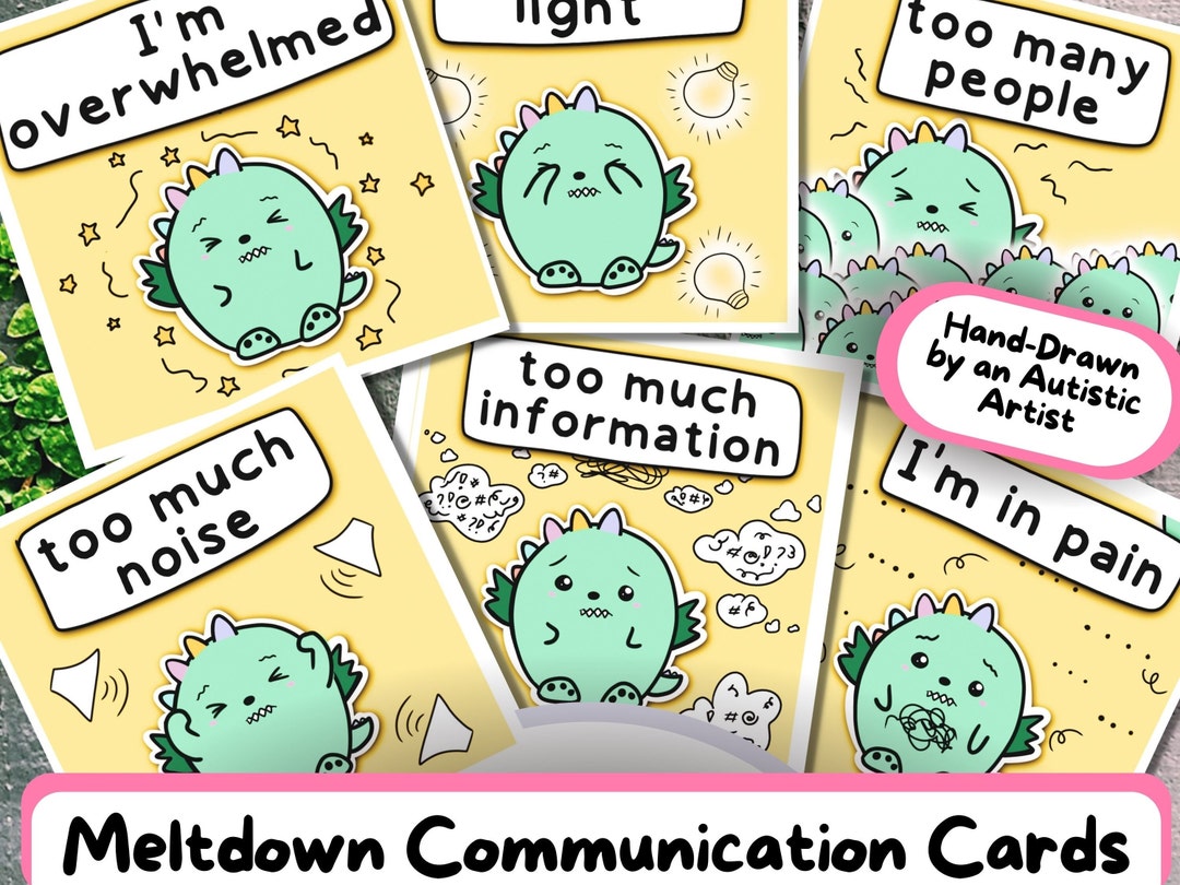Dino-themed Meltdown Communication Cards, Cute Neurodiversity Printable ...