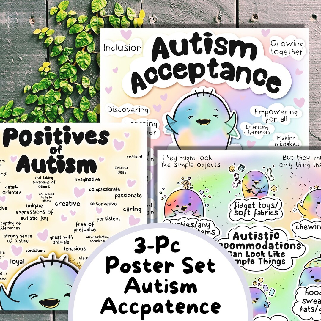 3-pc Autism Acceptance Print Set, DIGITAL School Psychologist Poster ...