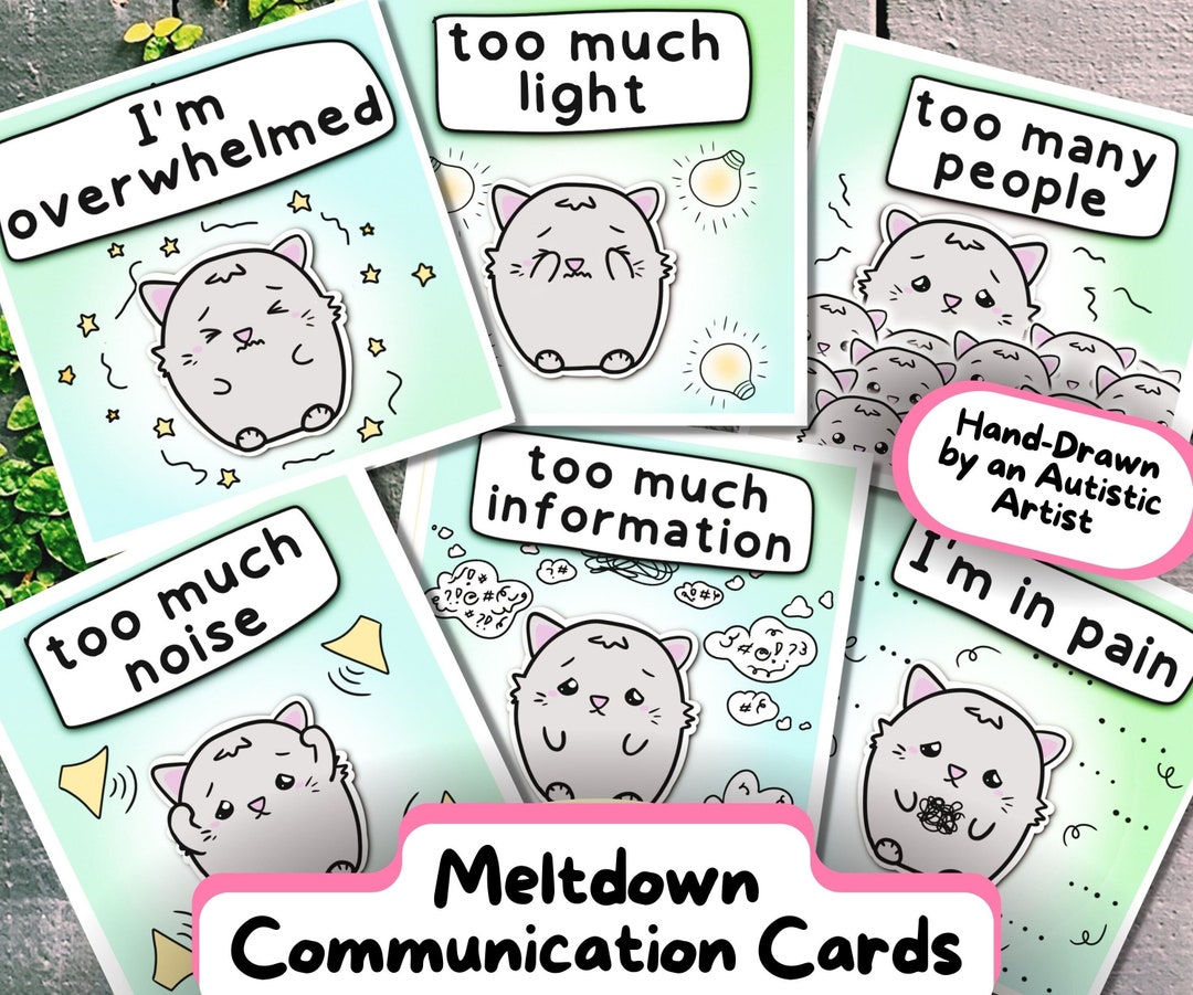 Cat-themed Autism Communication Cards for Meltdowns/ Shutdowns, Sensory ...