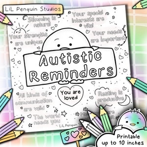 Printable Autism Colouring Page, Autistic Affirmations Digital Download ...