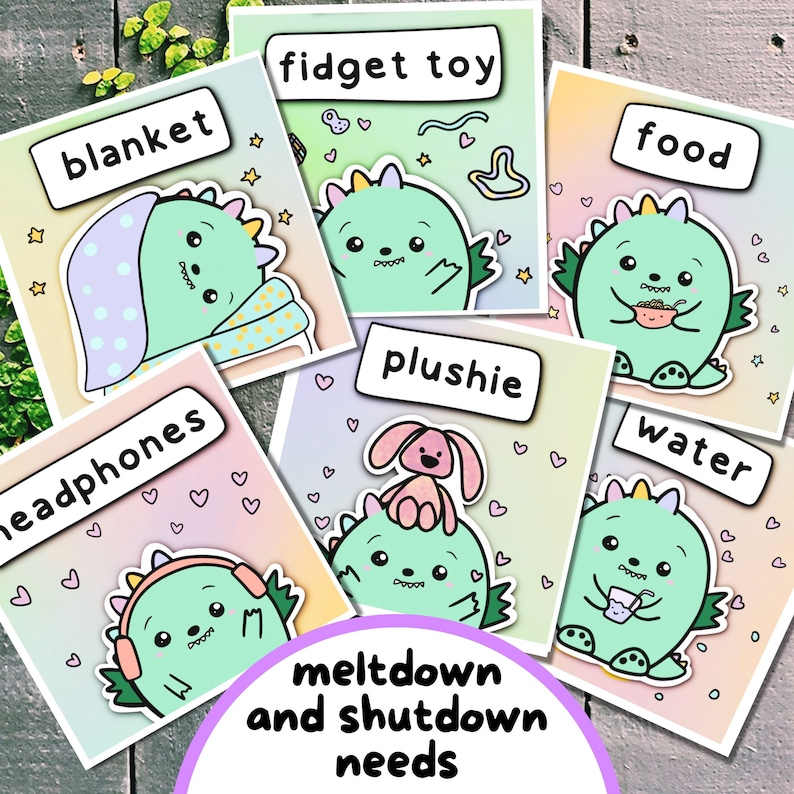 108-pc Dinosaur Communication Cards & Affirmation Card, Autism/ Hidden ...