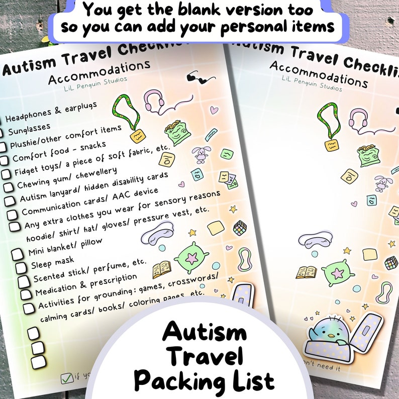 Autism Travel Checklist, Travel Packing List, Autistic Accommodations ...