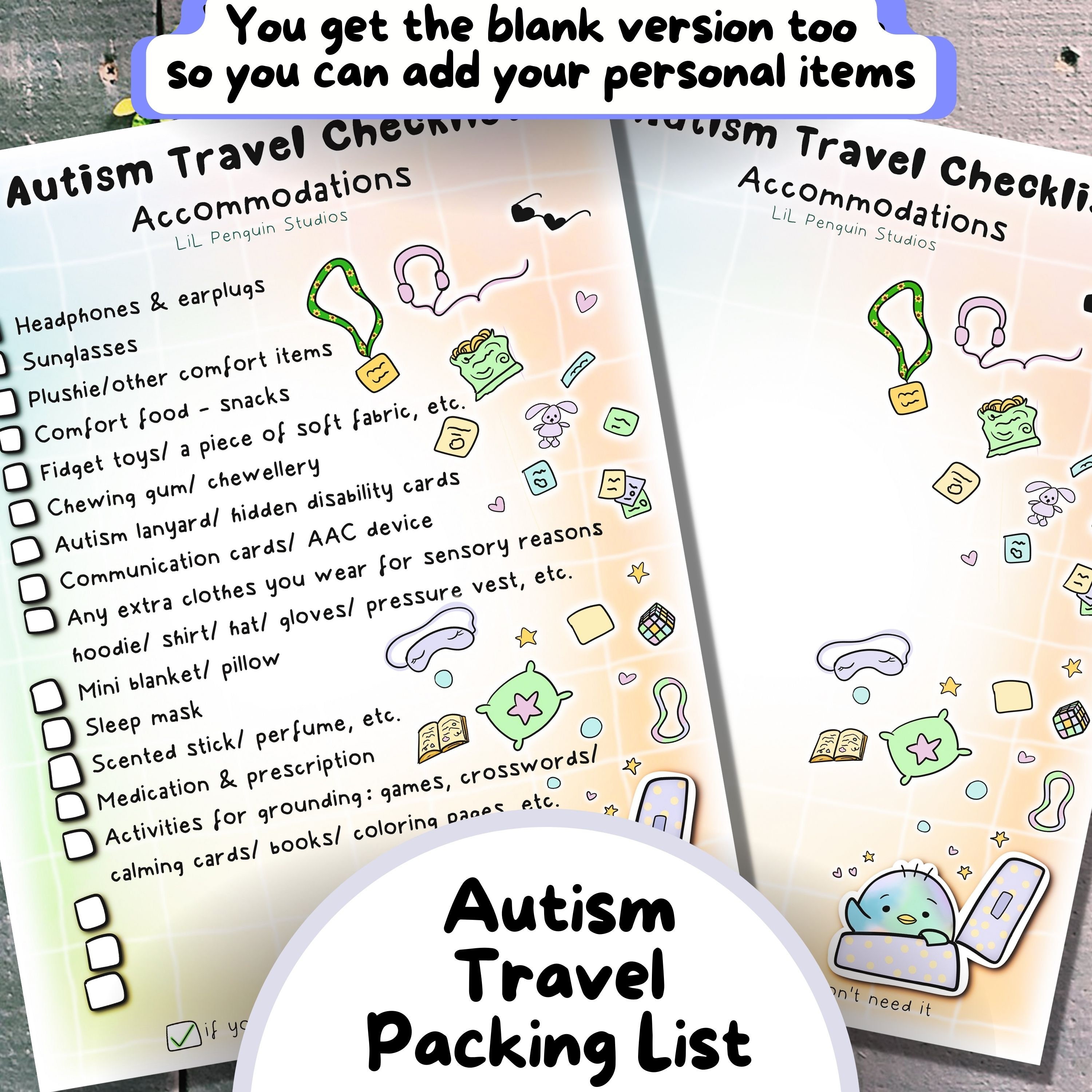 Autism Travel Checklist, Travel Packing List, Autistic Accommodations ...