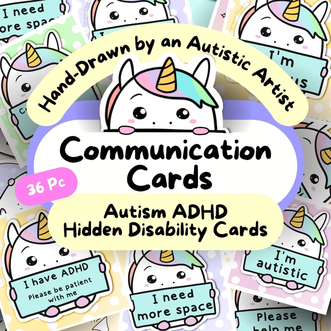 Unicorn Autism Hidden Disability Cards for Sunflower Lanyard, ADHD ...