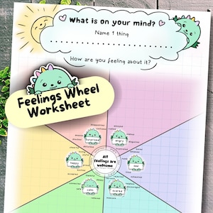 Dino Feelings Wheel and Energy Levels Kit, Neurodivergent Worksheet ...