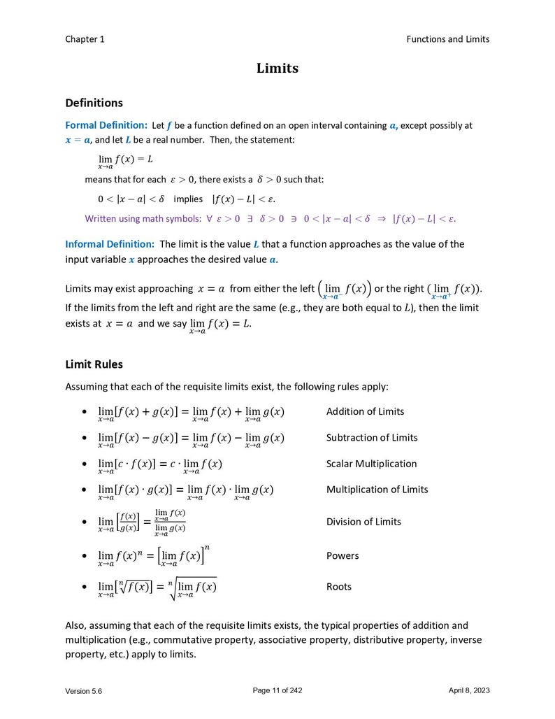 Calculus Handbook - Math Handbook of Formulas, Processes and Tricks ...