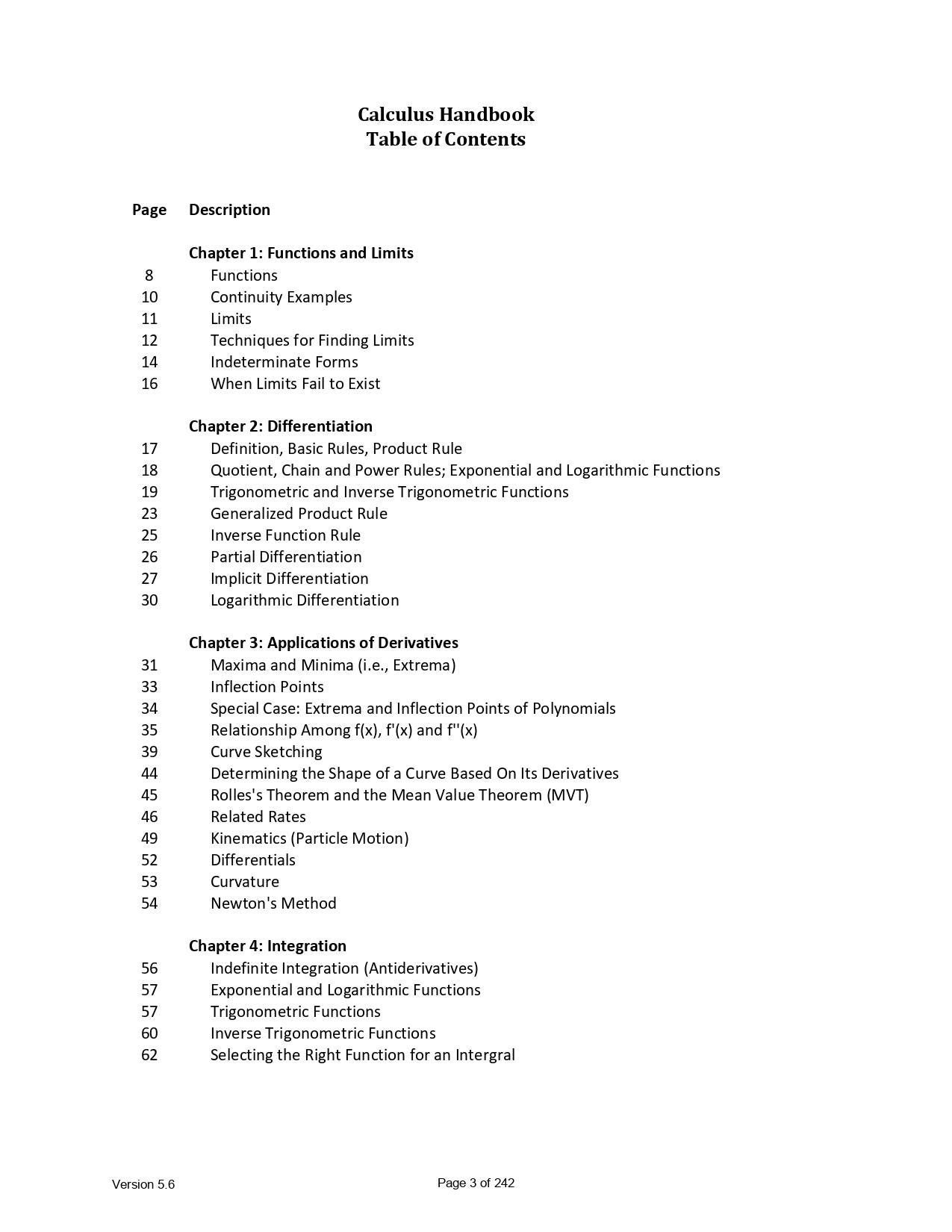 Calculus Handbook - Math Handbook of Formulas, Processes and Tricks ...