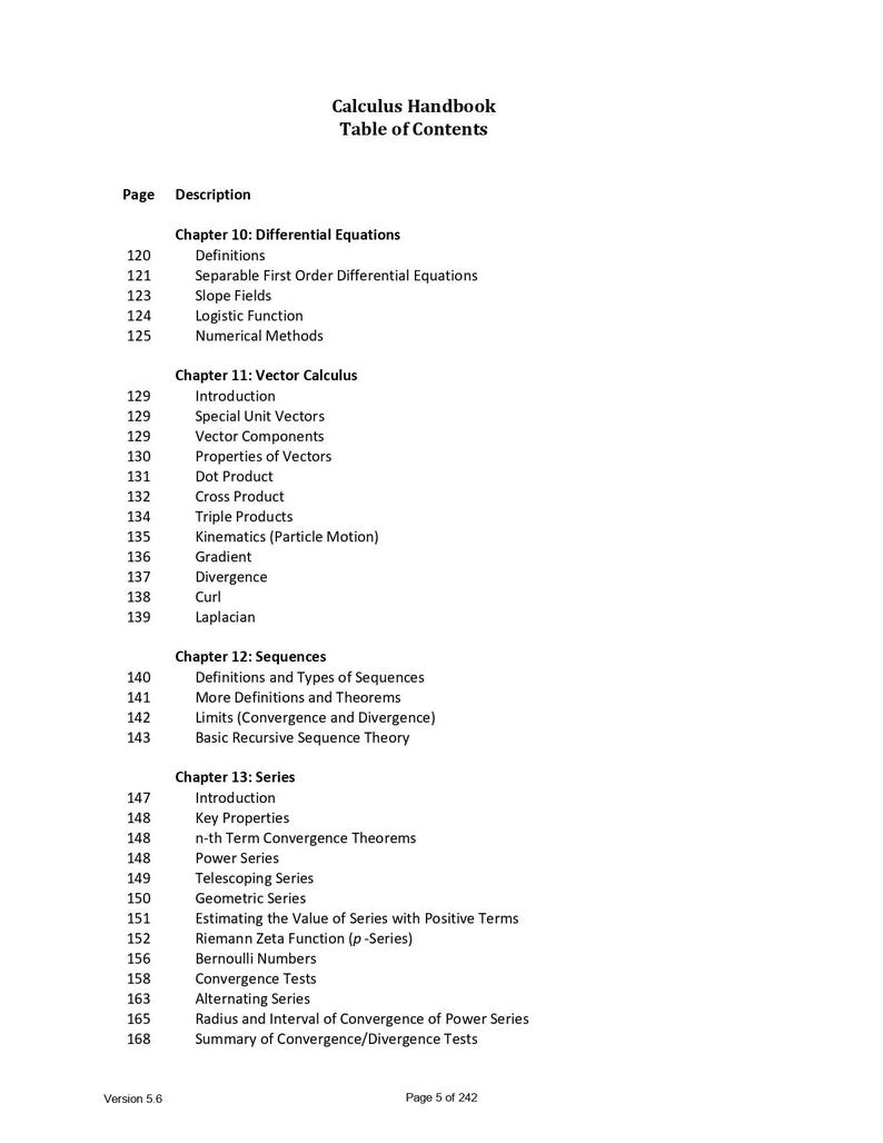 Calculus Handbook - Math Handbook of Formulas, Processes and Tricks ...