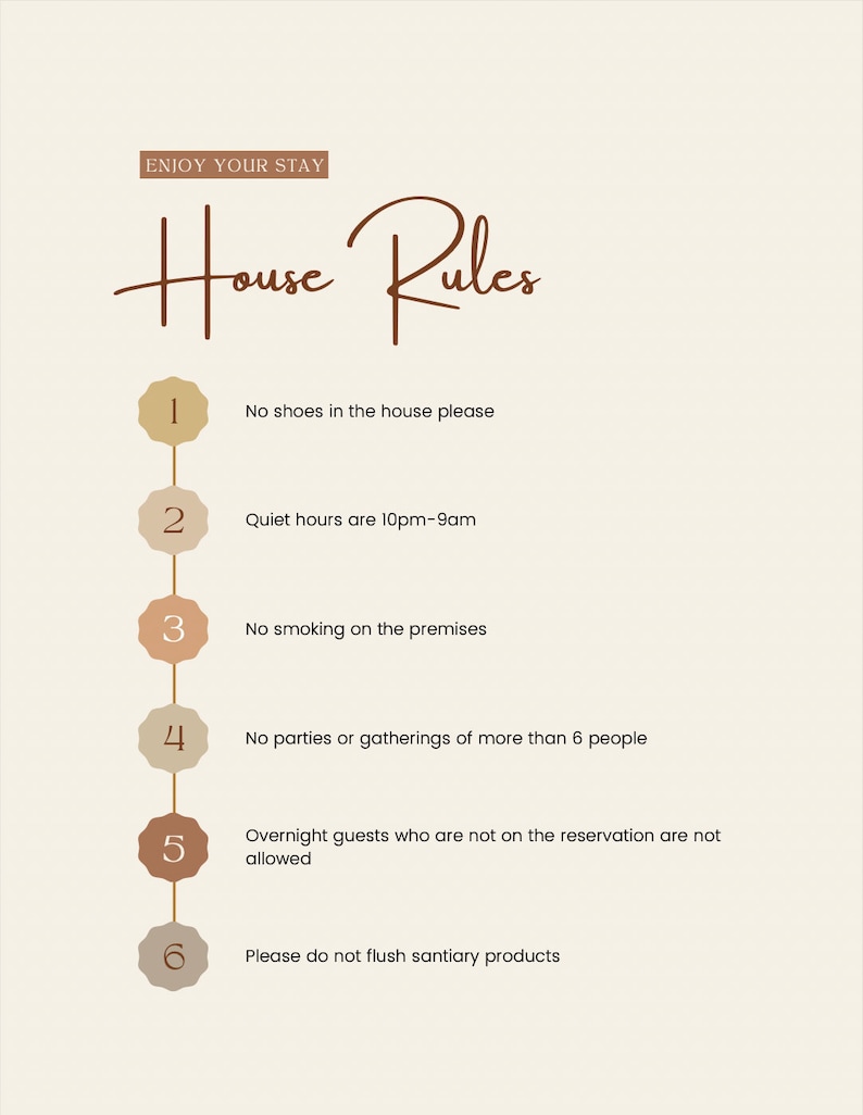 Airbnb Printable Pdf House Rules for Framing VRBO STR Bed & Breakfast ...