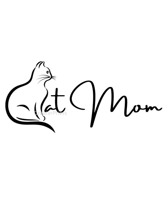 Cat Mom Graphic PNG Download Line Art for Multiuse | Etsy