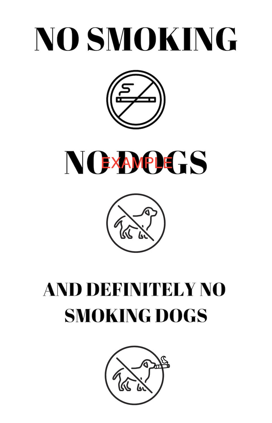 No Smoking No Dogs No Smoking Dogs Printable Poster for Airbnb VRBO ...