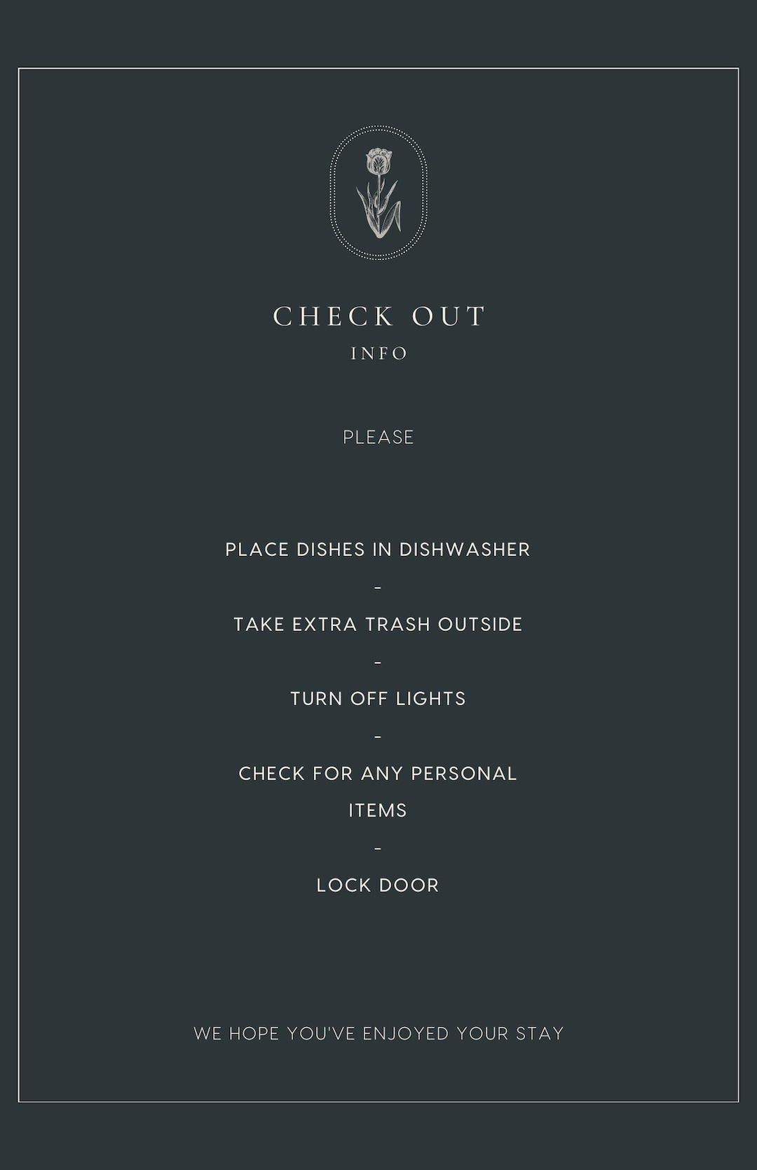 Check Out Information Printable Poster for Airbnb VRBO Business Signs ...