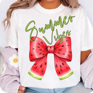 Sweet Summer Vibes Watermelon Bow PNG Digital Download, Cute Retro ...