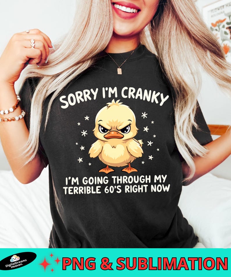 Funny Duck T-shirt Design PNG, Cranky Senior Humor Sublimation File ...