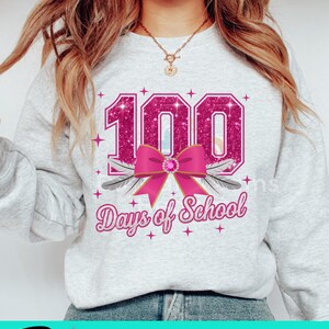 Pink Glitter 100 Days of School PNG Instant Download Cute Digital ...