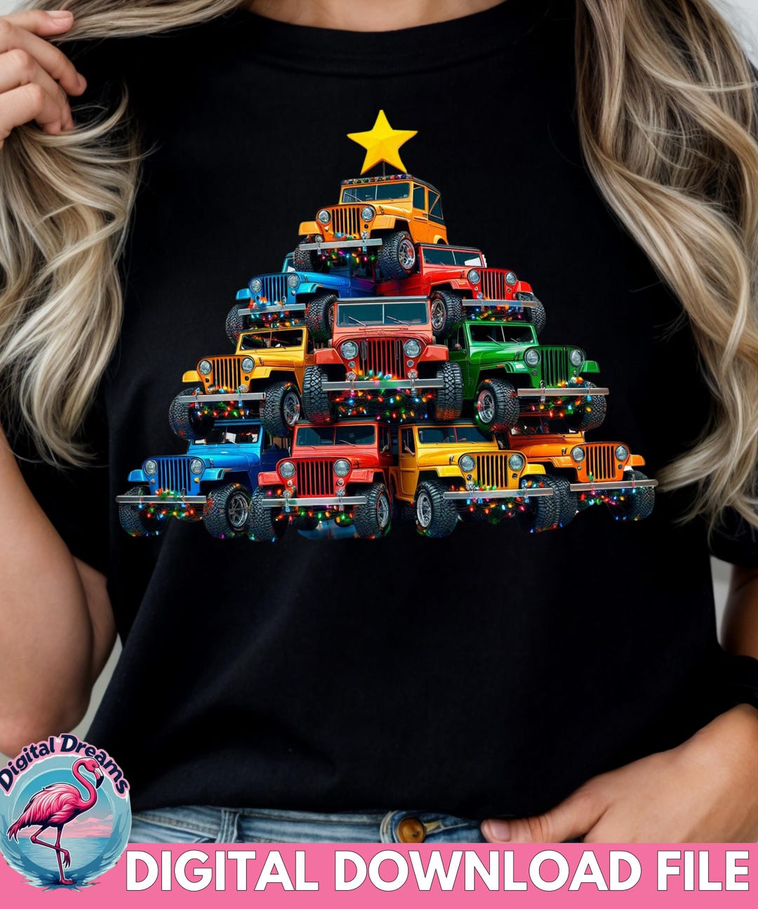 Jeep Car Christmas Tree PNG, Muscle Car Holiday Clipart, Jeep Red ...