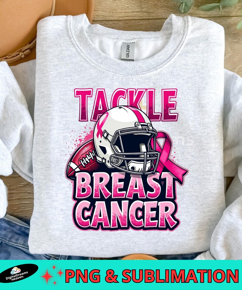Tackle Breast Cancer Football PNG: Pink Ribbon Design (digital Download ...