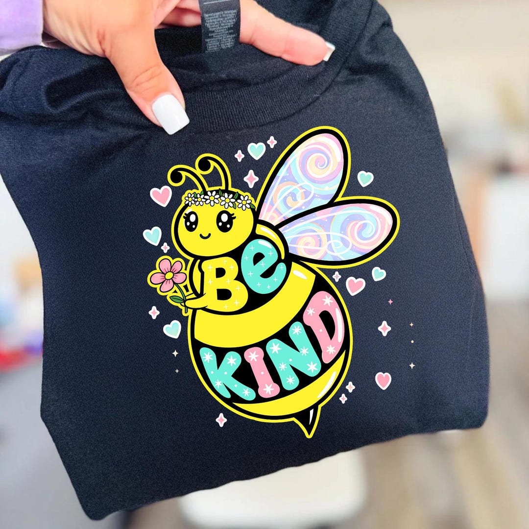 Be Kind Bee PNG, Kawaii Bumblebee Clipart, Pastel Rainbow Wings ...