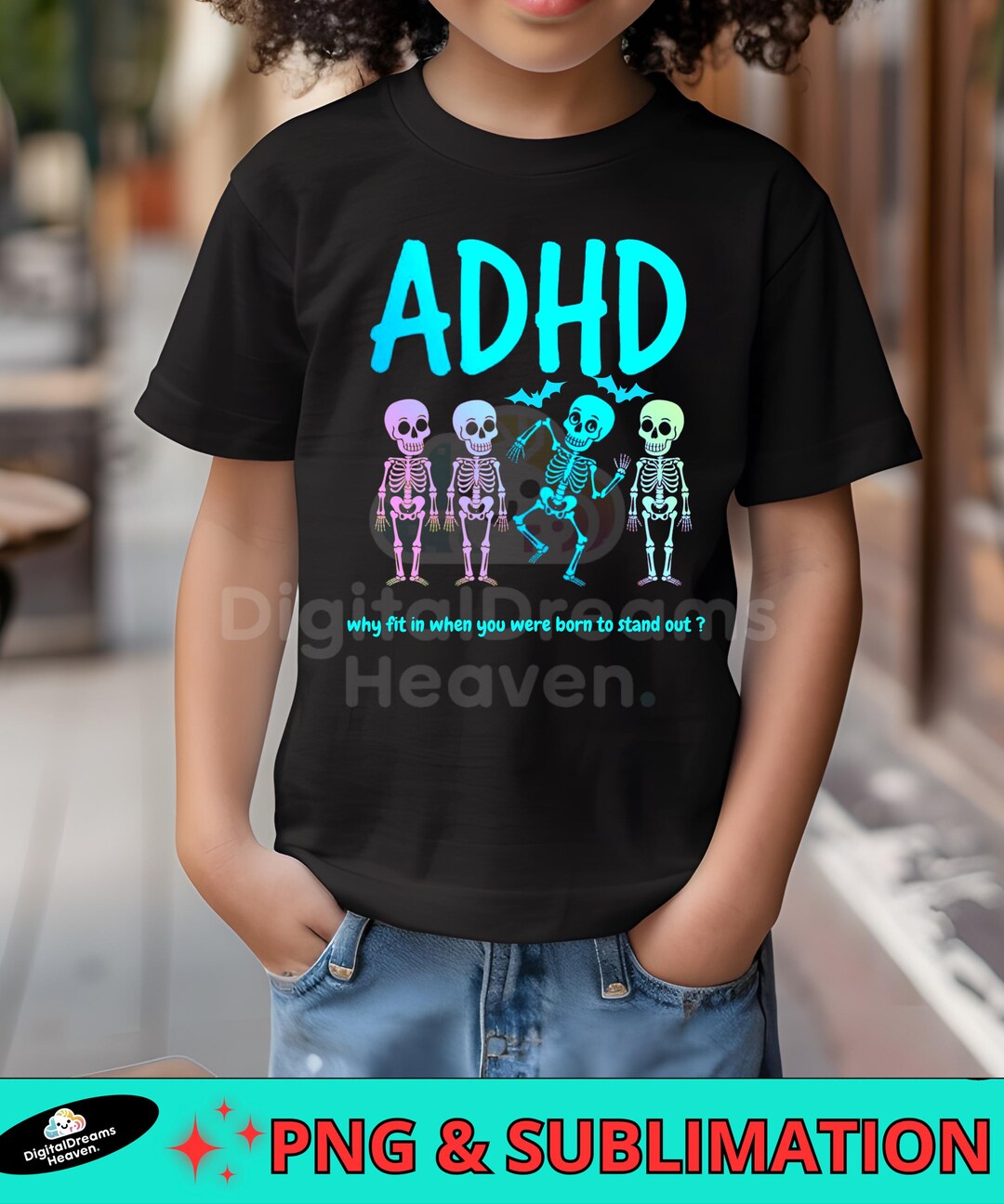 ADHD Skeletons PNG, Digital Download, Funny ADHD Quote, "born to Stand ...