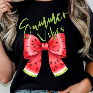 Sweet Summer Vibes Watermelon Bow PNG Digital Download, Cute Retro ...
