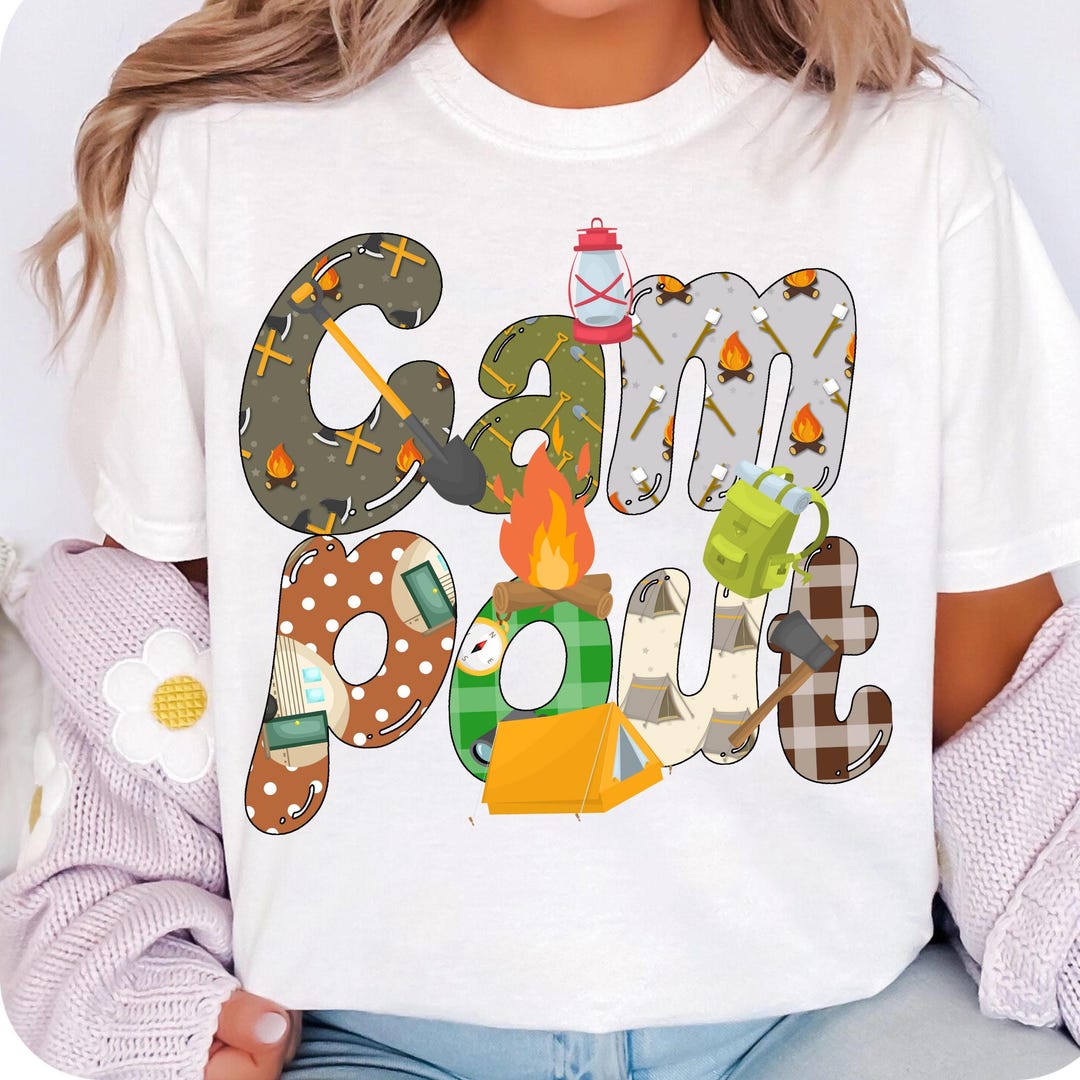 Camp Out PNG, Camping PNG, Retro Campfire Tent, Sublimation Design ...