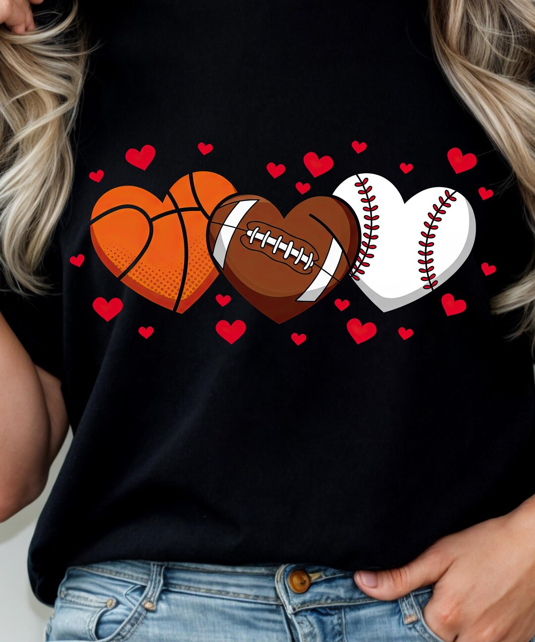 Sports Valentine's Day Heart PNG: Football, Basketball, Baseball Design ...