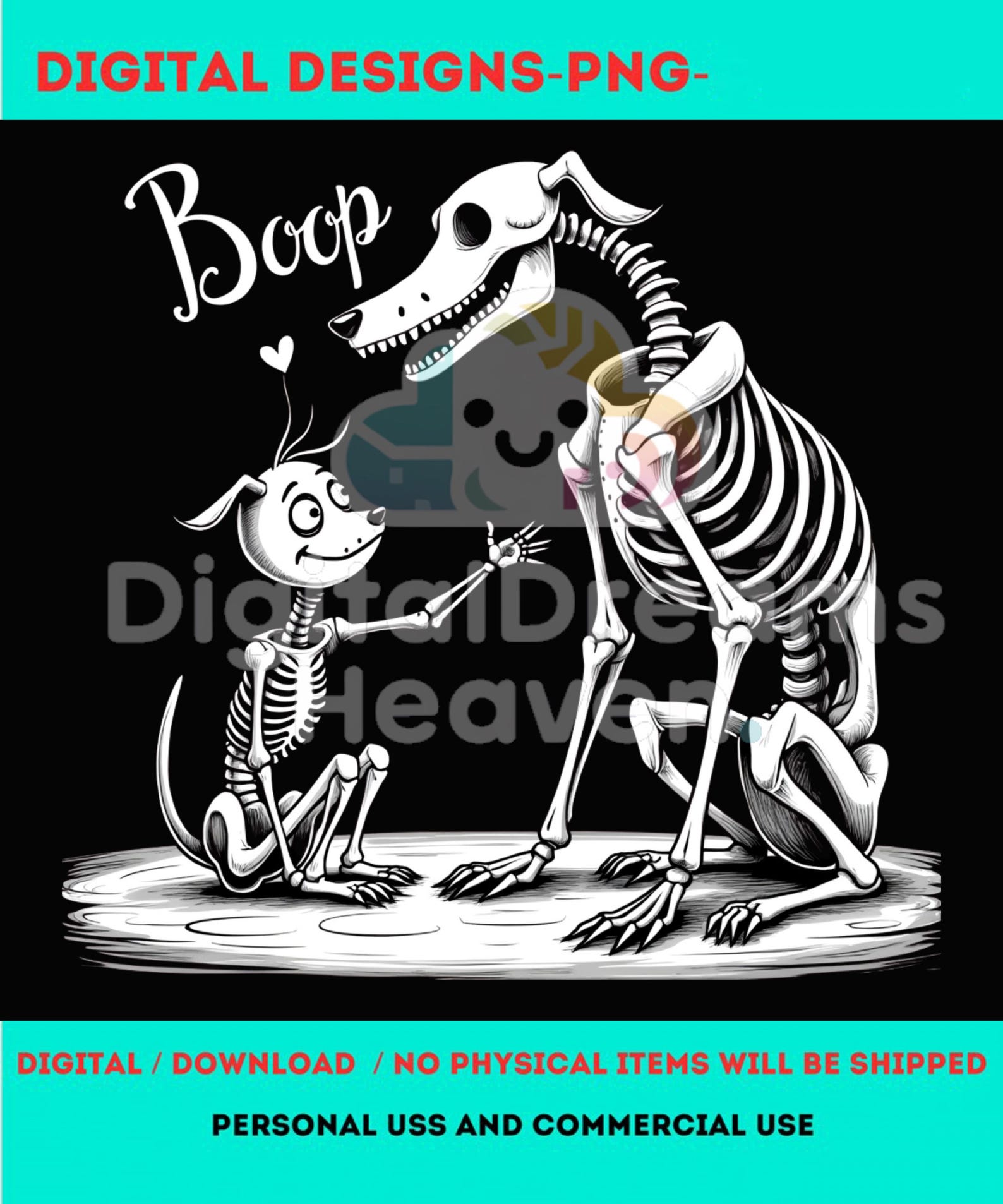 Spooky Dog Skeleton 'boop' PNG Halloween Dog Lover Clipart Playful ...