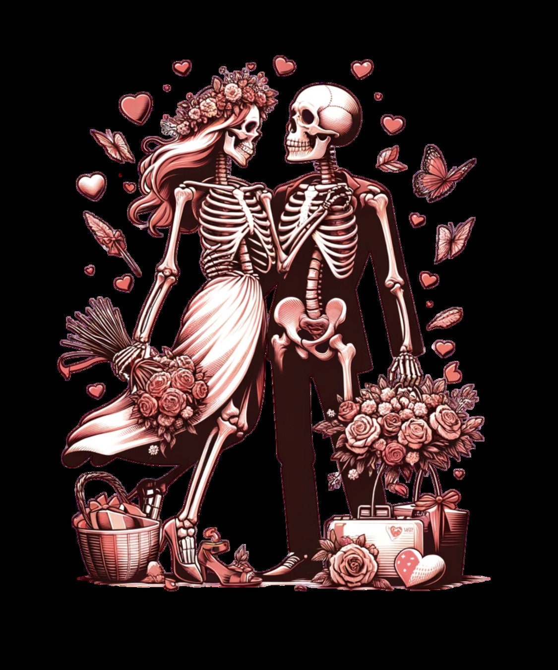 Love Eternal Skeleton Couple Romantic Horror Valentine's Day Digital Art,spooky PNG SVG File for ...
