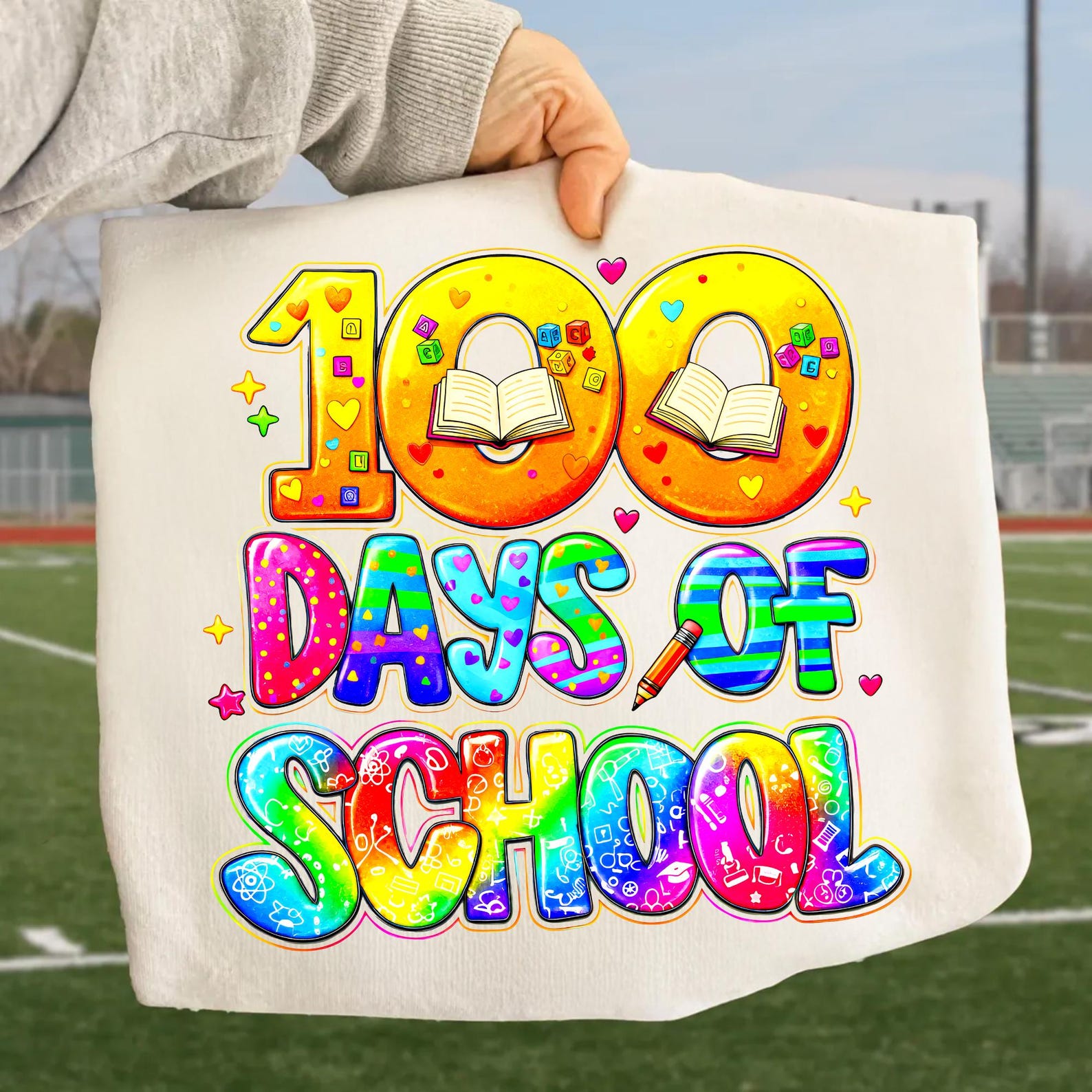100 Days of School PNG, Rainbow Gradient Sublimation Design ...