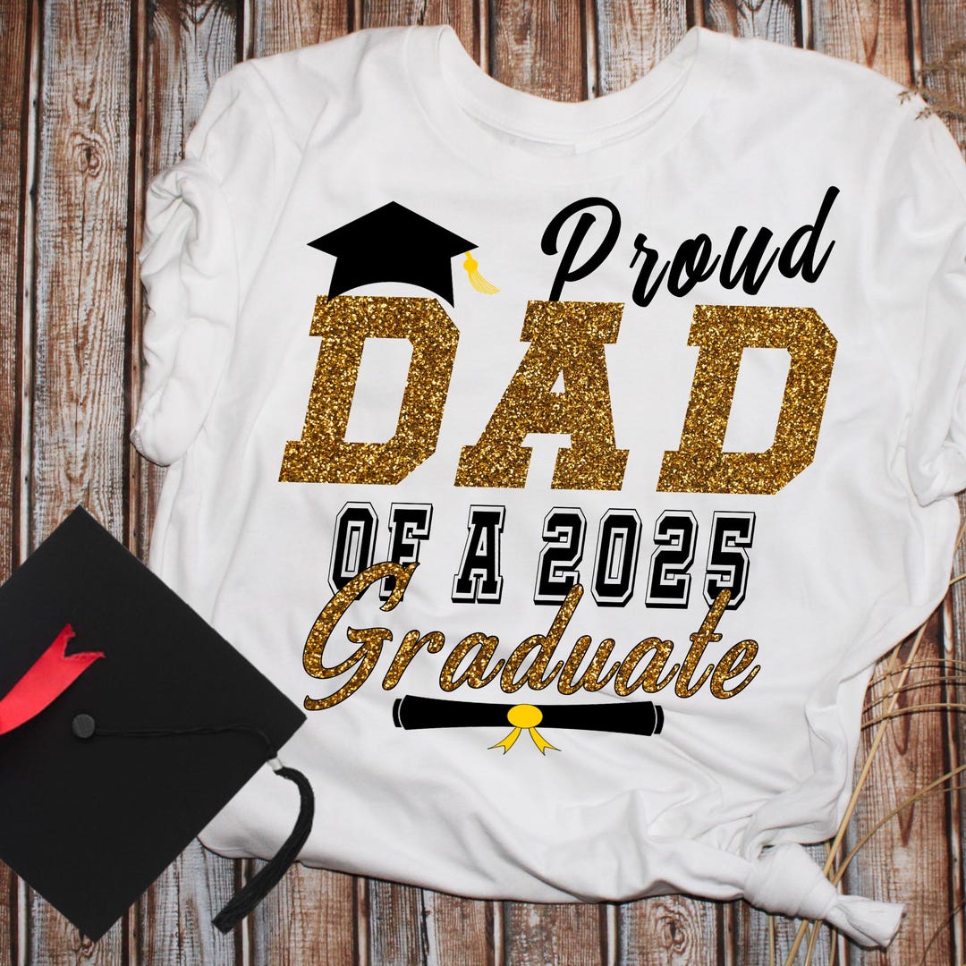Graduation Dad PNG, Dad of Graduate PNG, Gold Glitter Graduate Dad ...