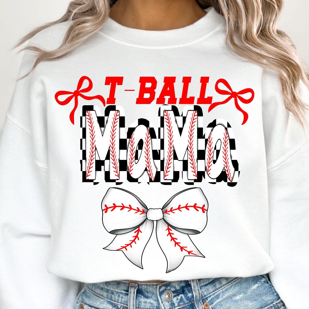 T-ball Mama PNG Sublimation Design, Cute Baseball Stitch Bow Graphic, T ...
