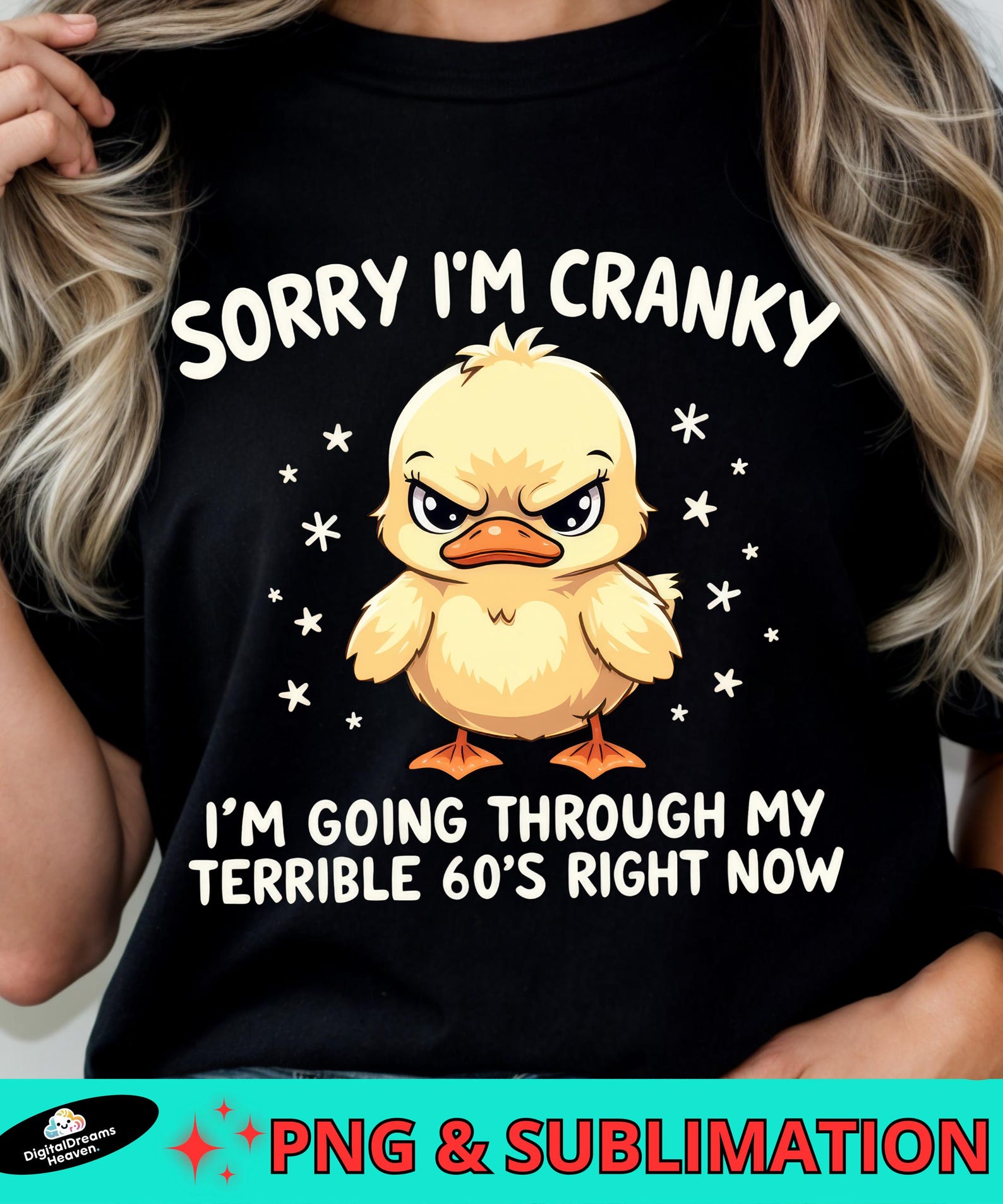 Funny Duck T-shirt Design PNG, Cranky Senior Humor Sublimation File ...