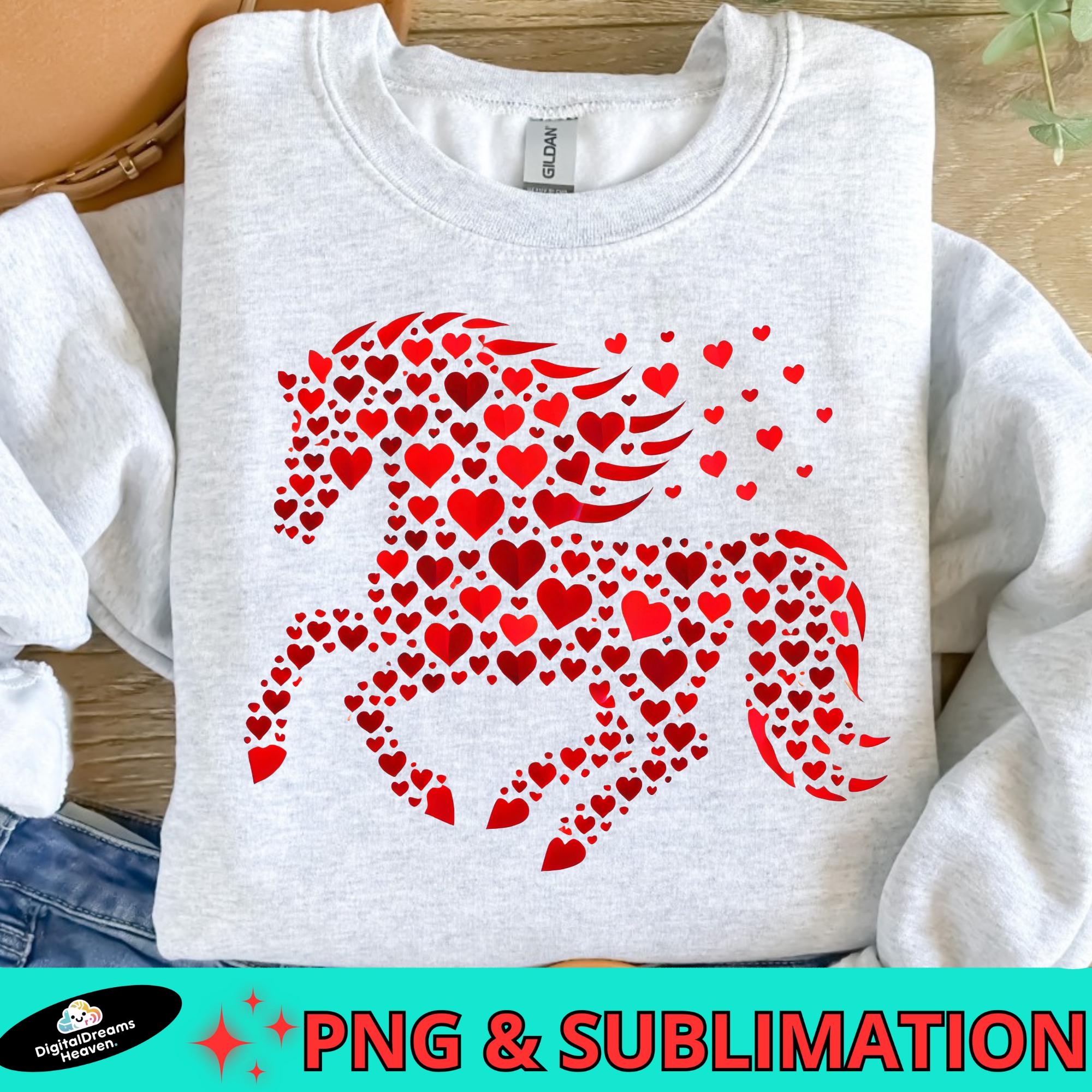 Love Made of Red Horse Shapes PNG, Valentines Day Horse Lover Design ...