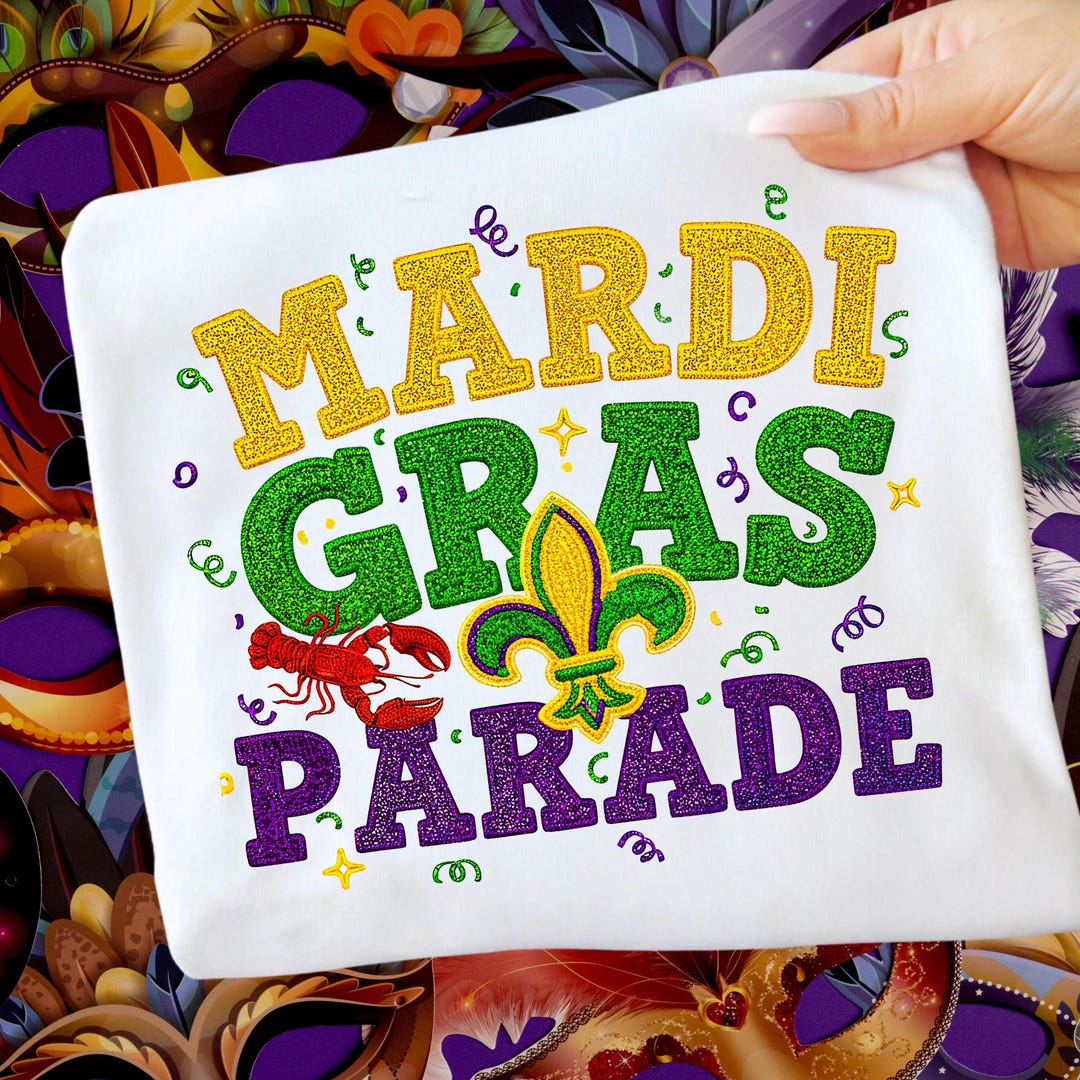 Mardi Gras Parade PNG, Glitter Carnival Sublimation Design, Purple ...