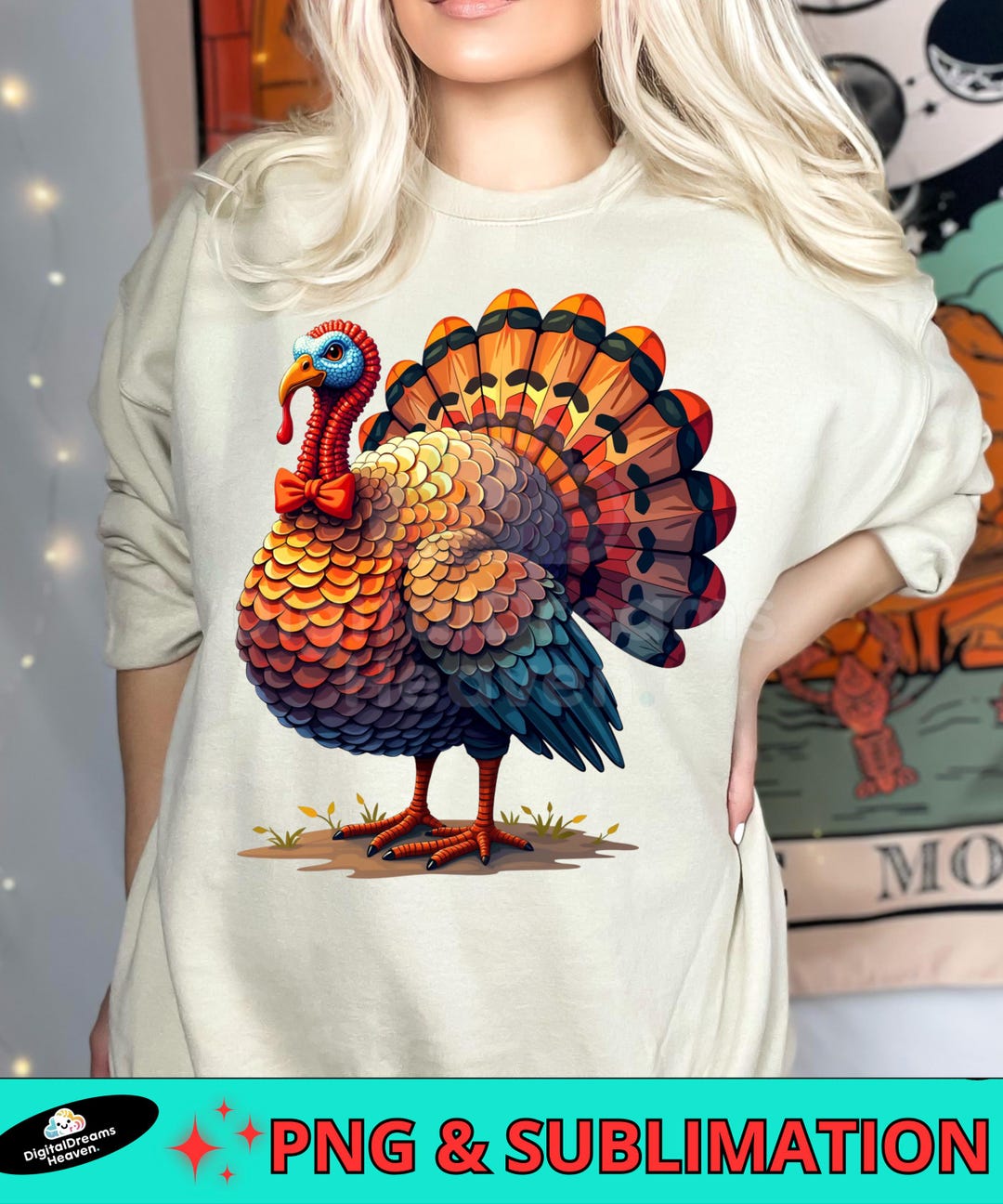 Groovy Thanksgiving Turkey PNG | Retro Disco Fall Turkey Clipart ...