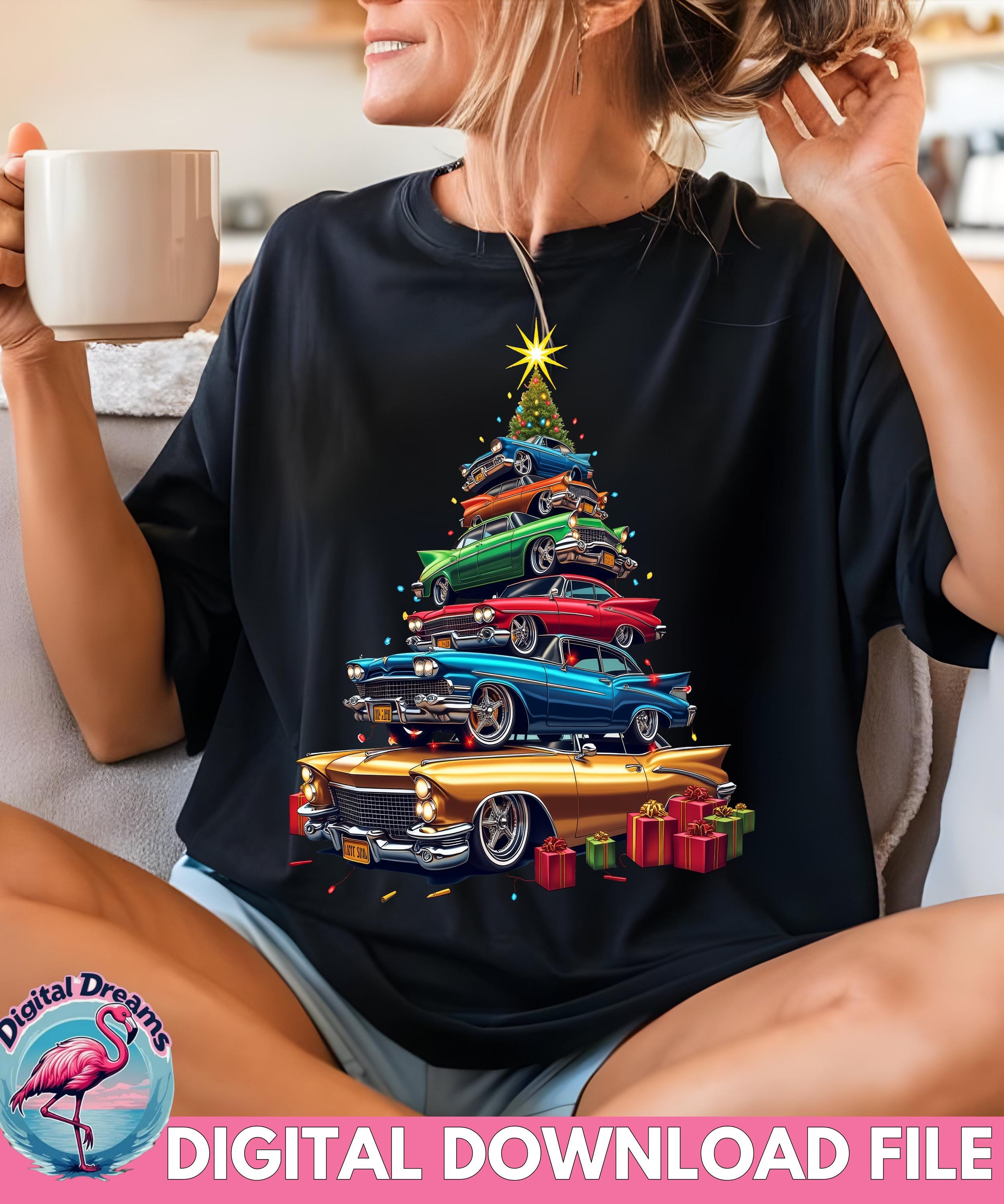 Lowrider Race Car Christmas Tree PNG | Muscle Car Holiday Clipart | Red ...
