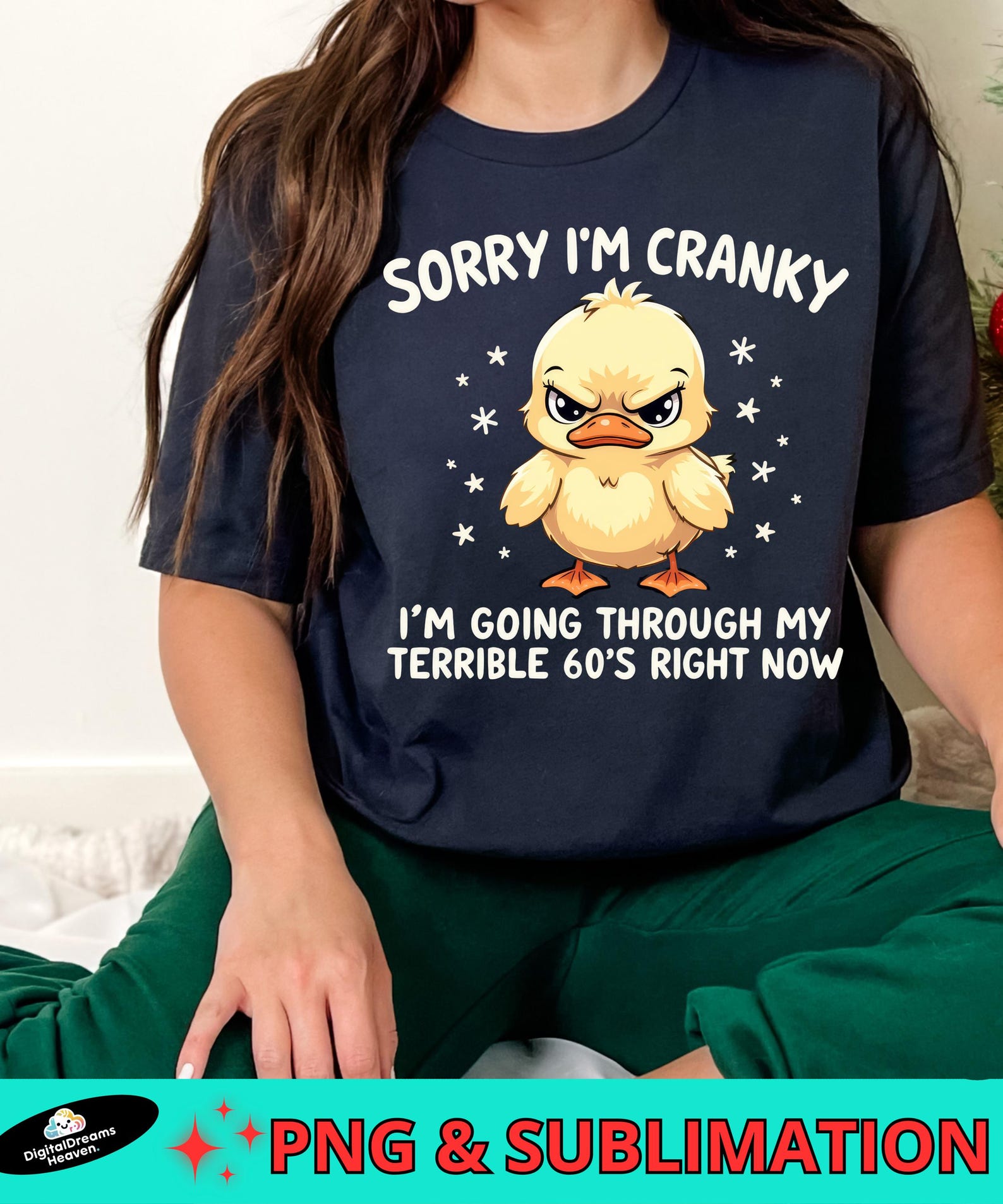 Funny Duck T-shirt Design PNG, Cranky Senior Humor Sublimation File ...